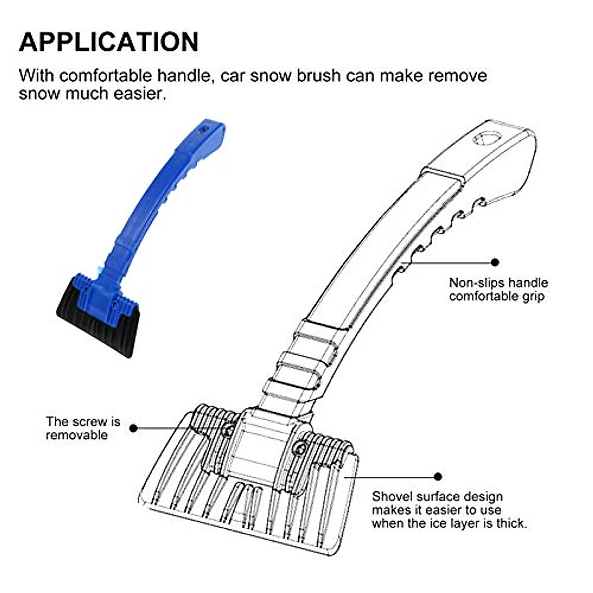 GARNECK Cleaning Tool Car Snow Shovel Plastic Anti-Slip Frost Snow Removal Shovel Removable Lightweight Ice Scraper Shovel Mud Removal Tool for Car Garden Camping Outdoor (Blue) Window Cleaner Tool