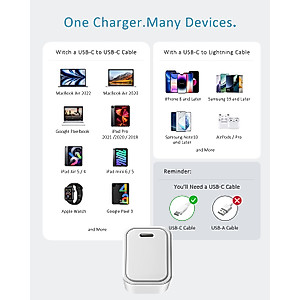 USB C Wall Charger, 2-Pack 20W USB-C Power Adapter Charger Block Compact USB C Charger Fast Charging Adapter for iPhone 15 14 13 12 11, 15Pro,15Pro Max,15Plus,Xs/X, iPad and More