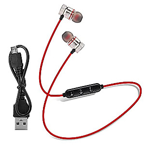 Richer-R Sport Bluetooth Headphones,Wireless Bluetooth Sports Earphone in-Ear Stereo Noise Reduction Headphone Headset,Neck Hanging in-Ear Sports Earphone(Red)