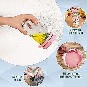 YehTrum Overnight Oats Containers with Lids and Spoon, 2 Packs 22 oz Glass Mason Jars for Overnight Oats, Large Capacity Oatmeal Container Mason Overnight Oats Jars for Milk, Cereal, Fruit