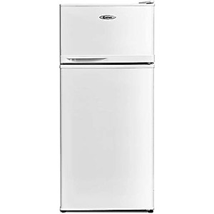 COSTWAY Compact Refrigerator, 3.4 Cu. Ft. Classic Fridge with Adjustable Removable Glass Shelves, Mechanical Control, Recessed Handle, Fridge Freezer for Dorm, Office, Apartment, White