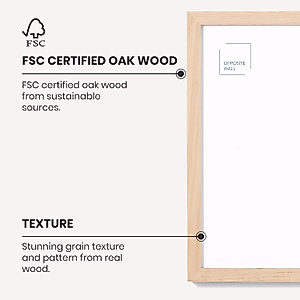 Opposite Wall - 12x16 in - Natural Solid Oak Wood Picture Frame - Lightweight, Versatile & Shatterproof - Wall Hanging Poster or Photo Frame - Wall Decor for Office, Gallery & Home