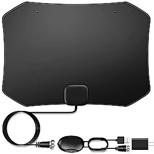 Digital TV Antenna, 380 Miles Indoor Amplifier Signal Booster Long Range HDTV Antenna Support 4K 1080P UHF VHF Free Local Channels with 13.4ft Coax Cable and USB Power Adapter