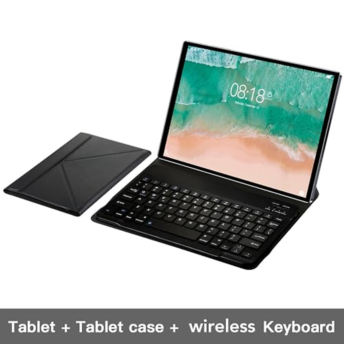 10.1 Inch Android 11 Tablet, 2 in 1 Tablet with Bluetooth Keyboard, Leather Case, 12GB RAM, 256GB ROM, 5G WiFi, 8800mAh Battery, Front 8MP & Rear 20MP Camera (US Plug)