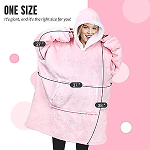 Whalehub Oversized Wearable Blanket Hoodie, Big & Warm Sweatshirt for Women & Men with Giant Pocket (Pink)