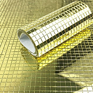 3500pieces Gold Square Mirrors Mosaic Tiles Self-Adhesive Mini Square Glass, 5x5mm Each