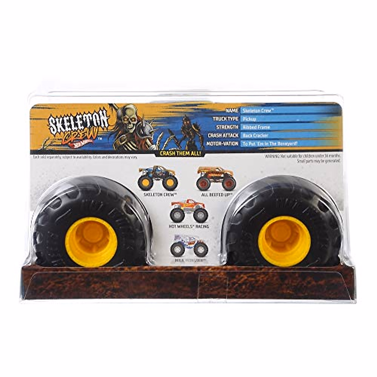 Hot Wheels Monster Trucks Skeleton Crew die-cast 1:24 Scale Vehicle with Giant Wheels for Kids Age 3 to 8 Years Old Great Gift Toy Trucks Large Scales