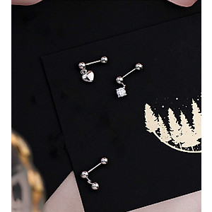 20G Small Ball Bead Barbell Dangle Stud Earrings for Women Girls S925 Sterling Silver Cartilage Cute Tiny Helix Ear Lobe Piercing Screw Tragus Hypoallergenic Fashion Jewelry (CZ Crystal Drop)