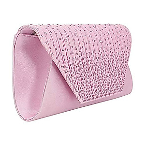 CUCTACBCT Women Envelope Clutch Purse Party Wedding Crossbody Evening Bag Prom Handbag,Pink
