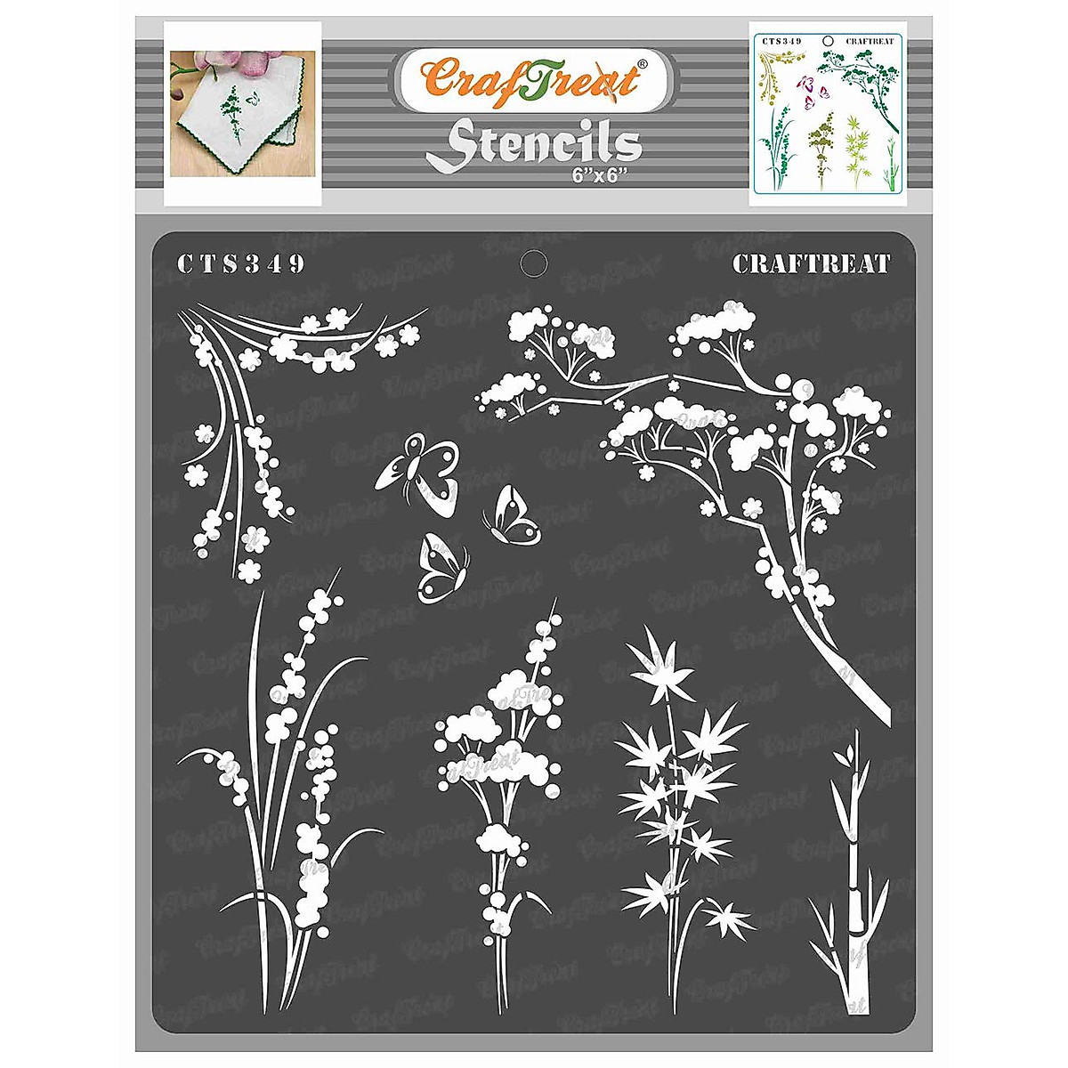 CrafTreat Reusable Wildflower Stencils for Painting on Wood, Canvas, Paper, Fabric, Floor, Wall and Tile - Wild Flower Stencils - 6x6 Inch DIY Art and Craft Stencils for Painting Flowers