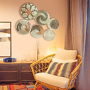 Hanging Woven Wall Basket Decor Set of 6 - Seagrass Wall Baskets Decor - Boho Rattan Home Room Decorative - Handmade Natural Round Wicker Basket，for Living Dining Room Kitchen Bedroom Unique Wall Art…