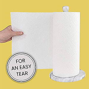 Homeries White Marble Paper Towel Holder – Deluxe Upright Towel Dispenser for Kitchen Countertop, Cabinet & Bathrooms – Non Steel & Non Plastic Design – Heavy Duty, Solid Standup Paper Towel Holders