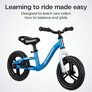 Schwinn Koen & Elm Toddler Balance Bike, 12-Inch Wheels, Kids Ages 1-4 Years Old, Rider Height 28-38-Inches, Training Wheels Not Included, Blue