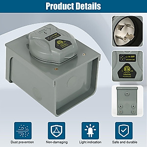 ZDHQLHJ NEMA L14-30P to (6) NEMA 5-15R Through-The-Wall PWR Transfer Kit with LED, 300 Watt, Portable, Generator Power Supply