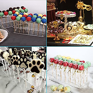 Goabroa 2-Pack Cake Pop Display Stand, 21 Hole Thick Clear Acrylic Lollipop Holder Weddings Baby Showers Birthday Parties Anniversaries Halloween Candy Decorative (Updated)