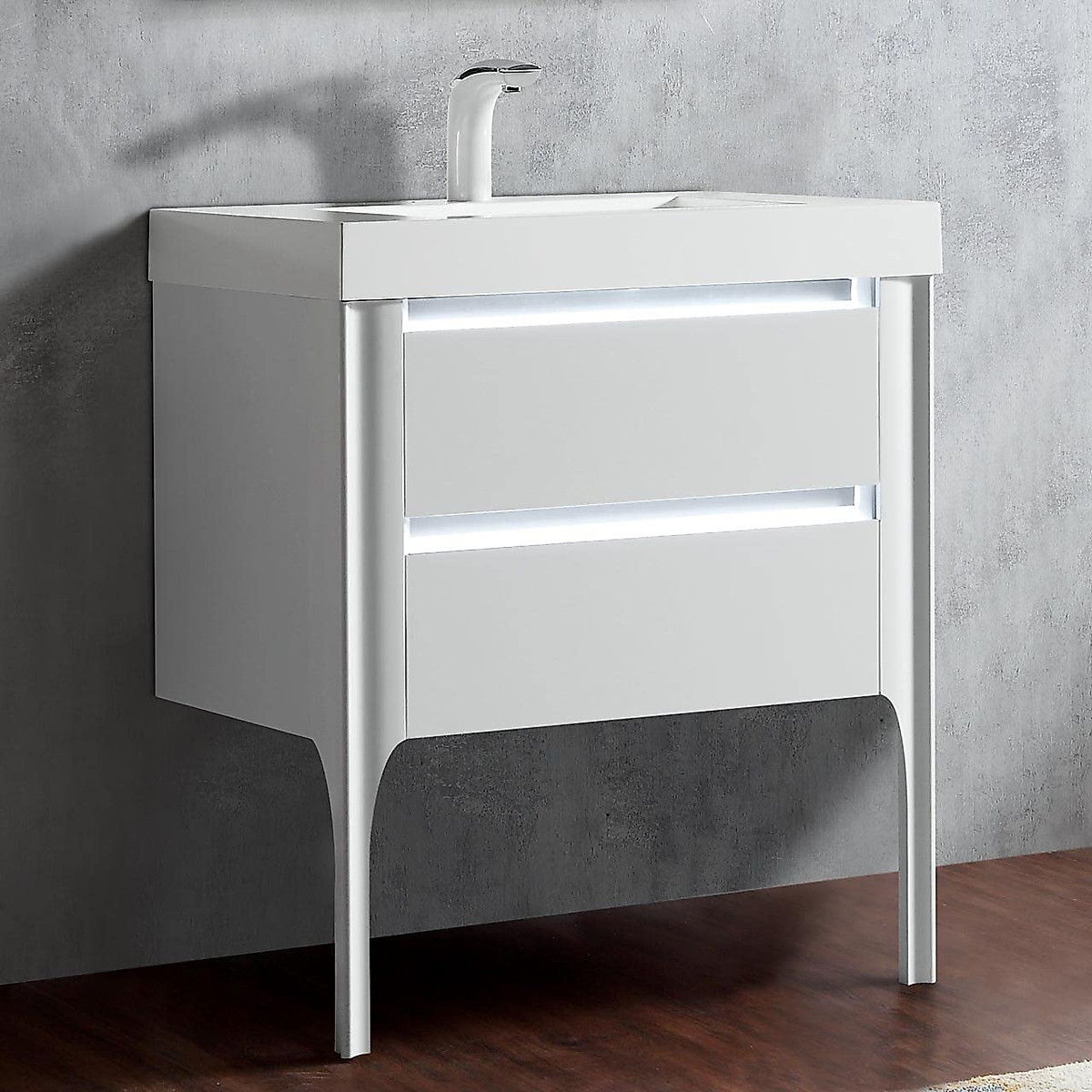 Dowell 023 01 LED 24&30" Water Proof Bathroom Vanity&Resin Sink Set 18" D (30")