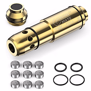 AIMINGMATE 9mm Laser Training Cartridge with Built in Rubber Snap Cap for Dry Fire and Laser Bullet Sight Training Including Extra Back Cap