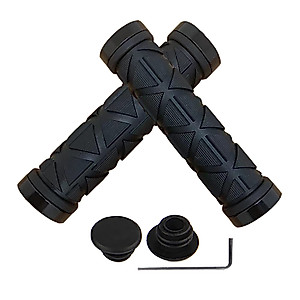 Fanzbike Bike Handlebar Grips, Double Lock-on Bicycle Handle Bar, Soft Non-Slip-Rubber Hand Grip Comfortable Ergonomic for BMX, Mountain, MTB, Beach Cruiser, Scooter, Folding Bike (Double Lock-Black)