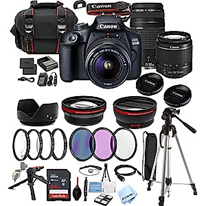 2000d (Rebel T7) DSLR Camera w/18-55mm + 75-300mm Zoom Lenses + Al’s Variety Accessories Includes: 64GB Memory + Wide & Telephoto Threaded Lenses + Case + Tripod +Grip + More (39pc Bundle)