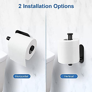 Simtive Adhesive Toilet Paper Holder, No Drilling Stainless Steel Toilet Roll Holder, Stick on Wall for Bathroom and RV, Matte Black