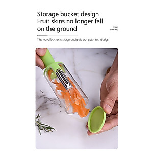 Fruit Vegetable Peeler With Storage -Modern Design Fruit Peeler Potato Peeler For Kitchen Make No Mess First Peeler With Storage Box Easy Use Easy Wash Fish Peeler Easy Grip Cucumber Peeler.