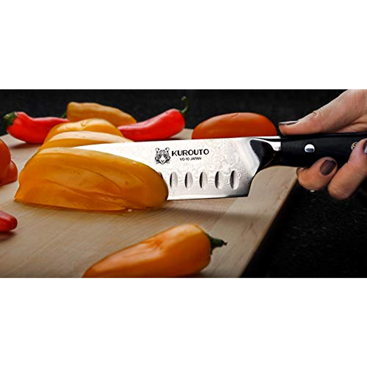 7-inch VG10 Santoku- 66 layers of High Carbon Damscus Stainless Steel Cladding—Kintaro Series—Kurouto Kitchenware