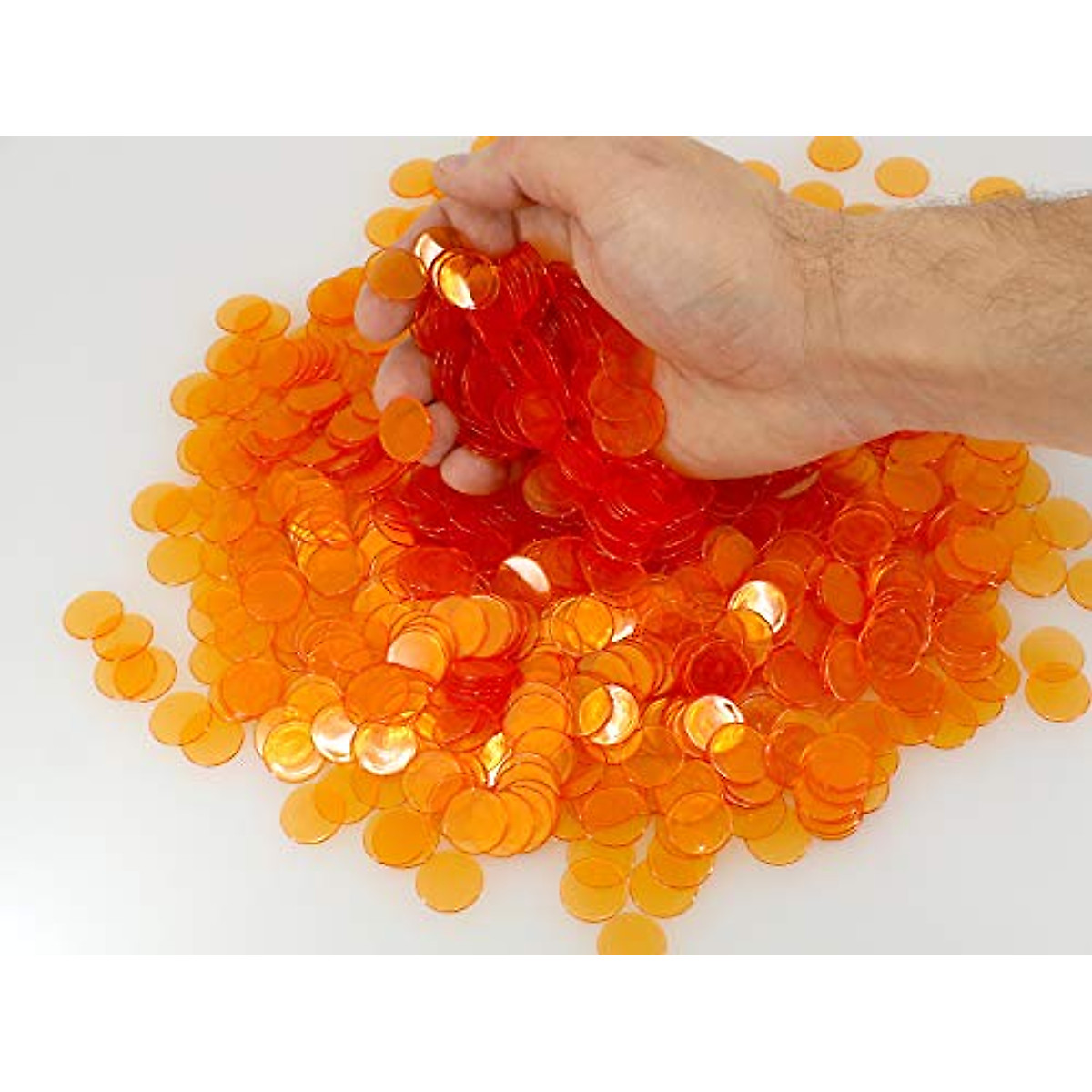 Regal Bingo Plastic Bingo Chips 1000 Pcs - Clear Transparent Counters Game Chips Set for Board Game - Fun Bingo Night - 3/4 Inch Orange Color
