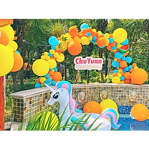 DIY Party Balloon Garland Kit,129 Pcs Yellow Orange and Blue Balloon Arch Kit for Wedding Birthday Graduation Anniversary Bachelorette Party Baby Shower Party Background Decorations