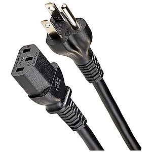 Amazon Basics Computer Monitor TV Replacement Power Cord, 5-Pack, 6', Black