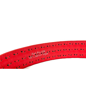 Patent Red Three Row Black Pyramid Stud Belt Vegan Leather Punk Goth Alternative USA Made (XL)