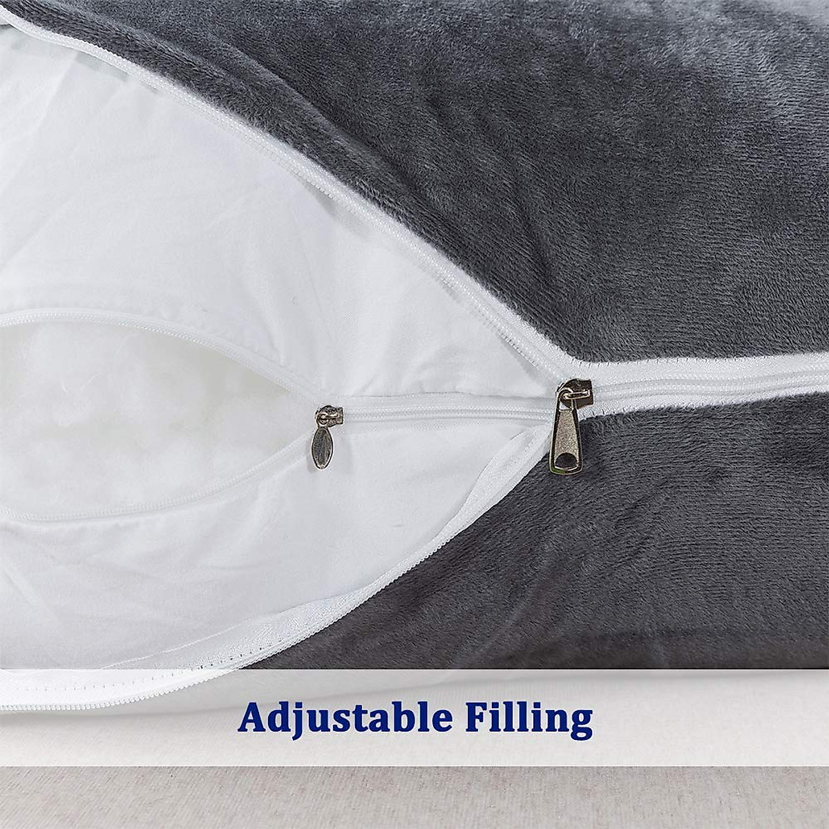 WhatsBedding Pregnancy Pillows for Sleeping, U Shaped Full Maternity Body Pillows with Machine Washable Velvet Cover (55 inches, Dark Grey)