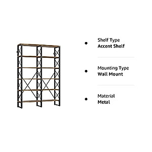 IRONCK Industrial Bookshelf Double Wide 6-Tier, Open Large Bookcase, Wood and Metal Bookshelves for Home Office, Easy Assembly