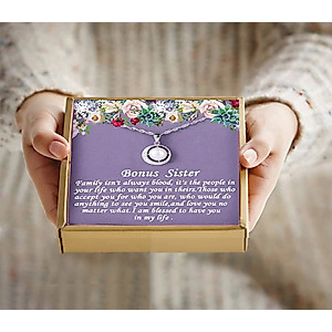 Bonus Sister Gifts for BFF Friends Gift for Friendship Besties Gift from Bestie to Sisters Silver Necklace Pearl Necklace CZ Pendant Elegant Jewelry for Sister in law Birthday Gifts for Women