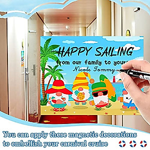 2 Pcs Large Graduation Cruise Door Magnet 8.46 x 10.82 Inch Summer Gnome Palm Tree Fridge Refrigerator Car Magnets Tropical Cruise Door Magnetic Decorations (Summer)