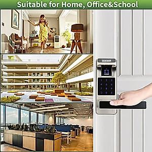 HARFO Fingerprint Door Lock, Keyless Entry Door Lock with Touchscreen and OLED Display, Keypad Door Lock, Door Lock with Keypad, Door Level, Passcode Door Lock for Office Home (Satin Nickel)