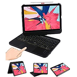 LENRICH iPad Mini 6 case with Keyboard 2021 8.3 inch 6th Generation Trackpad Backlit 7 Color,Backlight Wireless Accessories 360 Rotation Smart Protective Cover touchpad
