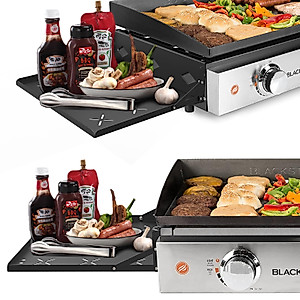 Griddle Side Shelf for Blackstone 17"/22"/28"Griddle, Heavy Duty Grill Side Shelf Griddle Accessories,Griddle Caddy,Black
