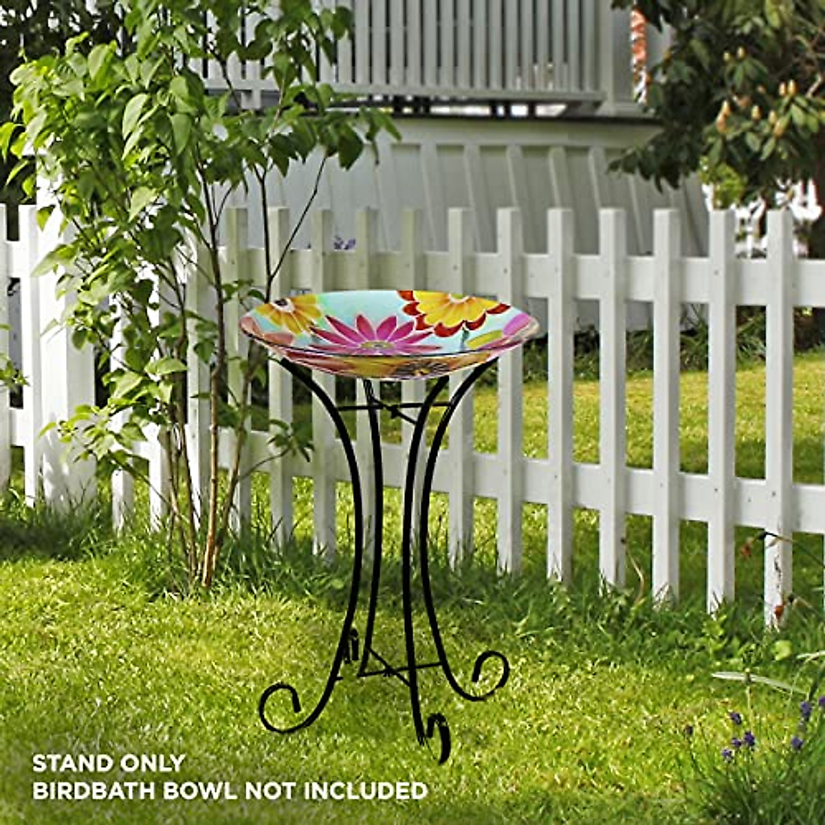 Alpine Corporation KPP160 Birdbath Metal Stand, 25 Inch Tall, 18"L x 18"W x 23"H, Black
