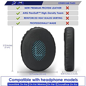 AHG Premium Replacement SoundLink OE Pads Cushions Compatible with Bose SoundLink On-Ear Wireless Headphones, On-Ear Wireless, On-Ear 2 & SoundTrue On-Ear - Soft, Great Comfort + Durability (Black)