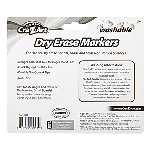 Cra-Z-Art Kids Washable Broadline Dry Erase Markers, 6 Count