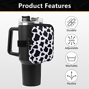 YR Water Bottle Pouch for Stanley Quencher Adventure 40oz & 30oz Tumbler, Gym Water Bottle Pouch for Stanley Cup 40oz with Handle, Black Polyester, Nylon