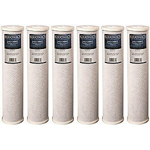 BLUONICS Carbon Block Replacement Water Filters Case of 6 pcs (5 Micron) 4.5" x 20" Cartridges for Chlorine, Herbicides, Insecticides, Bad Taste and Odor