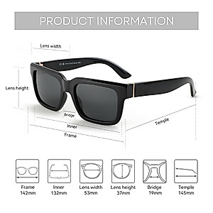ZENOTTIC Rectangle Sunglasses for Men Women Polarized UV400 Protection Classic Trendy Driving Sun Glasses