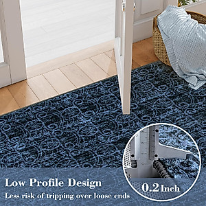 Wonnitar Washable Long Hallway Runner Rug, 2'6"x8' Non Slip Runners for Kitchen Floor, Modern Ombre Blue Non Shedding Ultra Thin Entryway Carpet Runners for Bathroom Hall