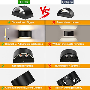 Hollymaze Modern Wall Sconces, Dimmable Wall Sconce Up and Down Wall Mount Light Black LED 14W Aluminum Wall Light Fixtures for Living Room Bedroom Hallway Stairway Corridor (Warm White)