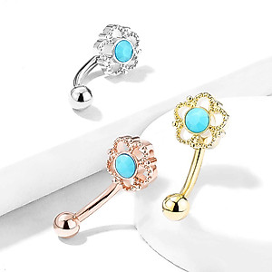 Amelia Fashion 16 Gauge Turquoise Center Flower Filigree, No Color, Size No Size