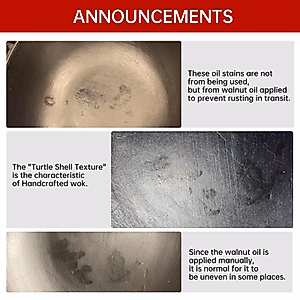 WANGYUANJI Cast Iron Wok,13.4'' Flat Bottom Wok with Glass Lid,Suitable for All Cooktops, Uncoated Craft Wok Healthy Cooking Wok