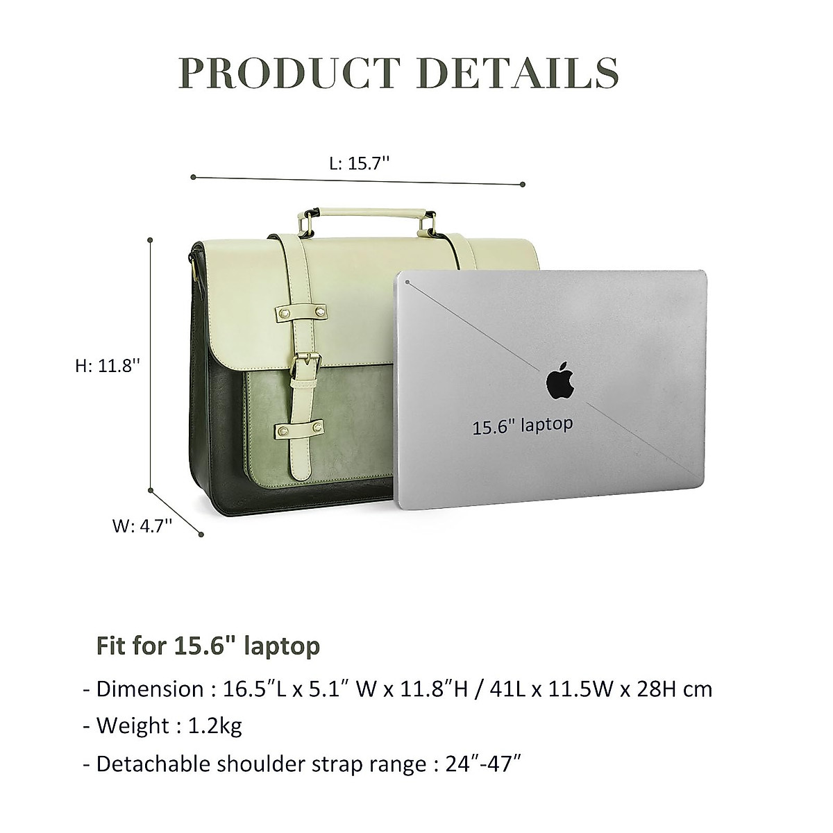 ECOSUSI Laptop Bag for Women Vegan Leather Messenger Bag Fashion Briefcase Backpack 15.6 inch Computer Satchel Bag