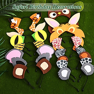 30 Pcs Animal Ears Headband for Kids Jungle Woodland Safari Zoo Headbands Birthday Halloween Party Favors (Animals)