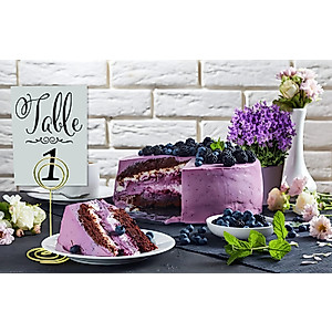 20 Pcs Golden Table Number Holders - Perfect For Weddings, Birthdays, Restaurants and Parties. 3.3 inches Holders with 20 Beautiful Cards (Gold)